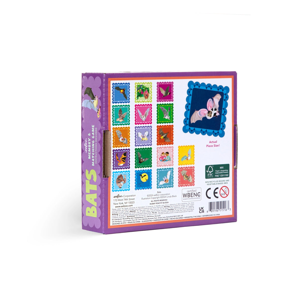 Eeboo | Bats Little Square Memory & Matching Game – Dotter
