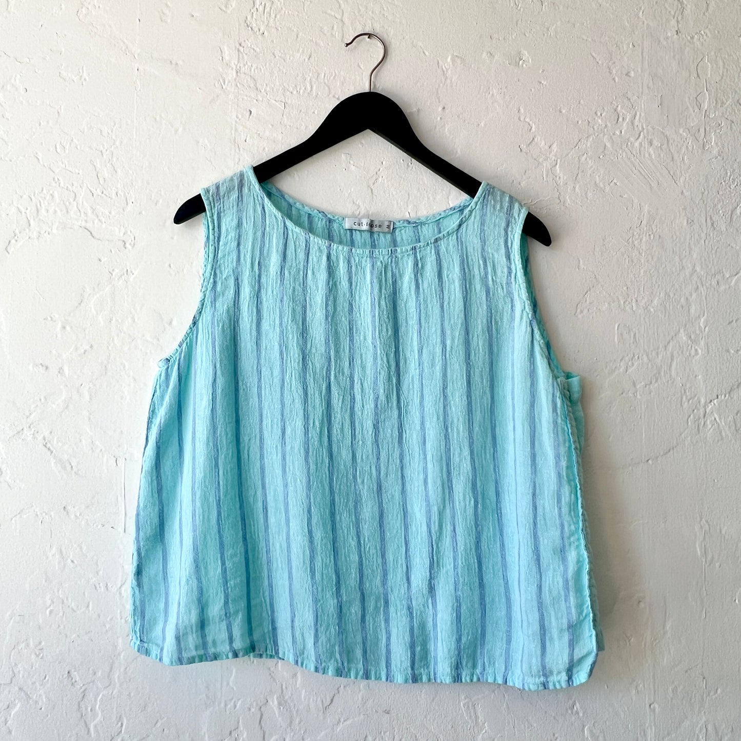 Striped Side Button Shell Tank in Fountain – Dotter